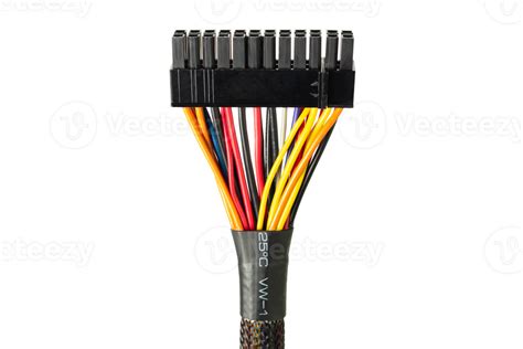 PSU Cable And Pin Plug For Connecting The Computer Motherboard To The Power Supply White