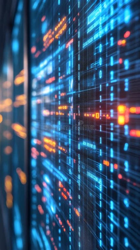 High Tech Data Visualization With Colorful Digital Clusters And Information Flow Stock