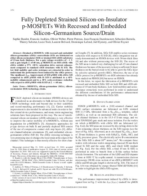 Pdf Fully Depleted Strained Silicon On Insulator P Mosfets With Recessed And Embedded Silicon