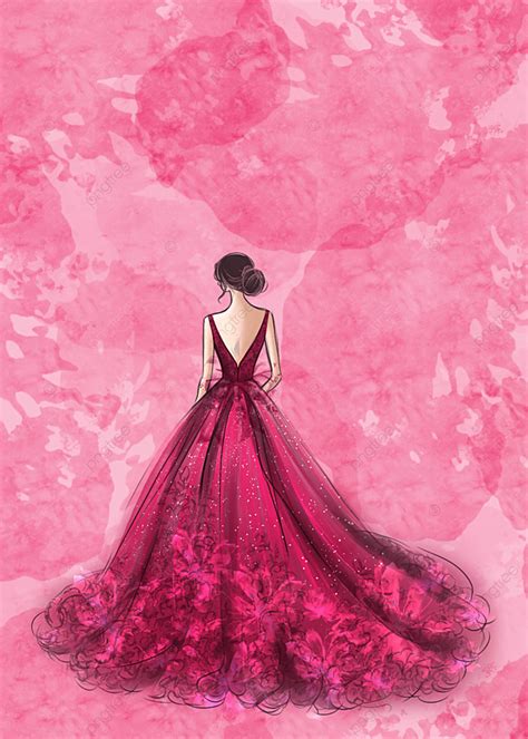 توضيح لامرأة ترتدي فستان أحمر أنيق الخلفية صورة خلفية للتنزيل المجاني