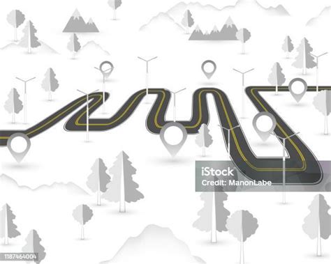 종이 스타일의 디자인 풍경 도로 교통 도로 정류장 또는 특수 위치에 대한 핀 포인터와 여행자를위한 여행 탐색 일러스트레이션 투어 계획과 인포 그래픽 다음 3d 여정 여행