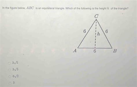 Solved In The Figure Below Abc Is An Equilateral Triangle Which Of The Following Is The