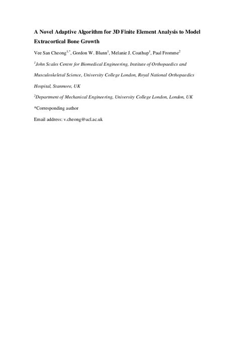 Pdf A Novel Adaptive Algorithm For 3d Finite Element Analysis To