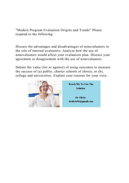Modern Program Evaluation Origins And Trends Please Respond Todocx