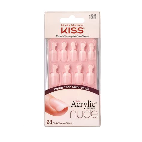 Kiss Набор накладных ногтей с клеем Нежная астра короткой длины 28шт Nude Nails Kan04c