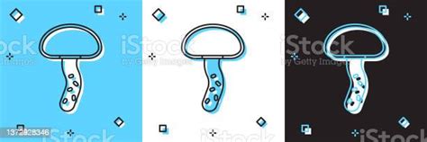 파란색과 흰색 검은 색 배경에 격리 버섯 아이콘을 설정합니다 벡터 가을에 대한 스톡 벡터 아트 및 기타 이미지 가을 건강한 생활방식 검은색 Istock