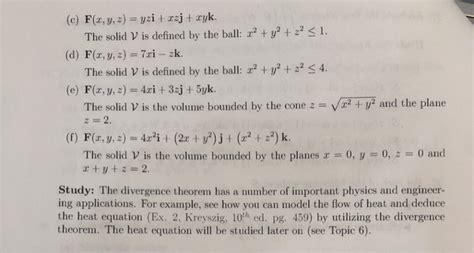 Solved Divergence Theorem Study The Divergence Theorem Chegg Com