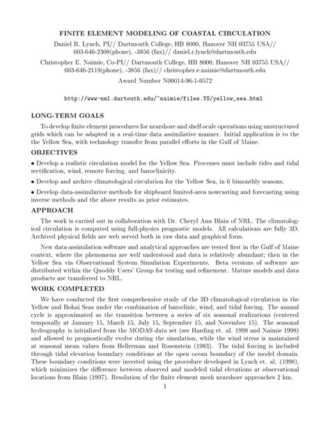 Pdf Finite Element Modeling Of Coastal Circulation