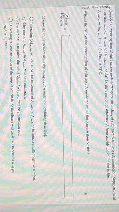 Solved Consider A Uniport System Where A Carrier Protein