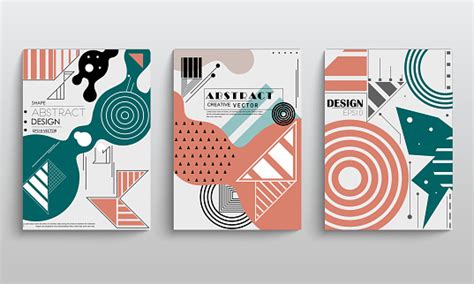 스톡 벡터는 브로셔 포스터 커버에 적용되는 그래픽 기하학적 요소로 설정된 템플릿을 다룹니다 0명에 대한 스톡 벡터 아트 및 기타 이미지 Istock