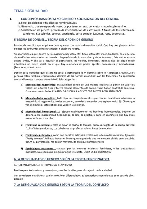 Copia De Tema Sexualidad Tema Sexualidad Conceptos Basicos Sexo Genero Y Socializacion