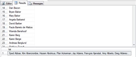 converting part of a result set to a comma separated list steve stedman