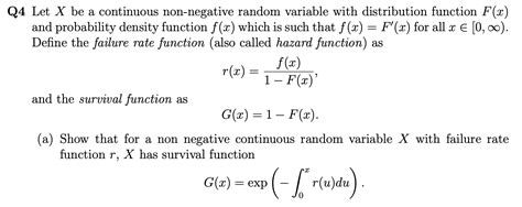 solved q4 let x be a continuous non negative random variable