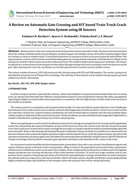 Irjet A Review On Automatic Gate Crossing And Iot Based Train Track