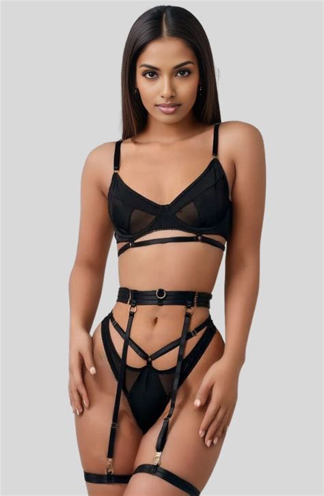 Patchwork Mesh 3 Piece Lingerie Set Vc Secret Sri Lanka
