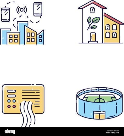 City Buildings Rgb Color Icons Set Stock Vector Image And Art Alamy