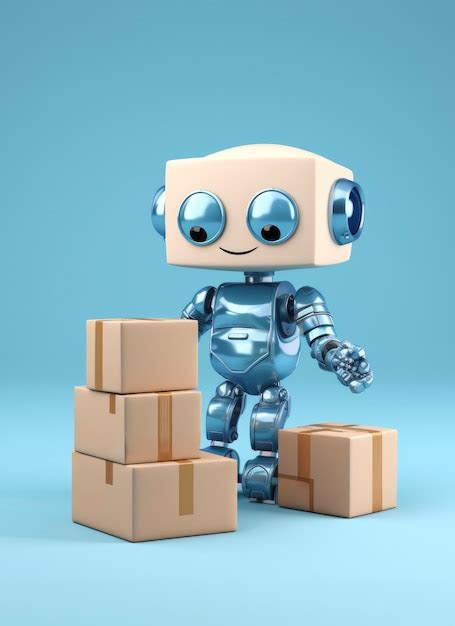 Free Photo 3d Delivery Robot Working
