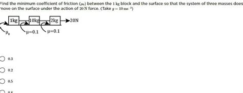 [answered] find the minimum coefficient of friction 0 between the 1 kg