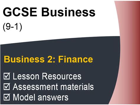 Gcse Business 9 1 Ocr Finance Assessment And Revision Resource Pack