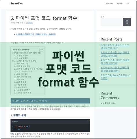 파이썬 포맷 코드 format 함수 SmartDev