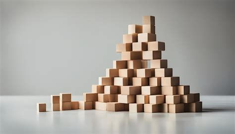 Premium Photo Stack Of Empty Wooden Cubes On Table Forming Ladder