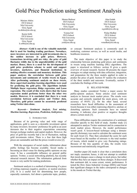 pdf gold price prediction using sentiment analysis