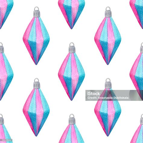 수채화 세련된 크리스마스 장난감 원활한 패턴 복고풍 스타일의 손으로 그린 마름모 모양 유리 공 0명에 대한 스톡 벡터 아트 및 기타 이미지 Istock