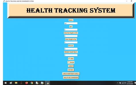 Python Program To Health Tracking And Recommender System Gui App Using