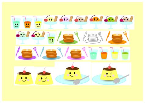 おやつプリンアイスクリームジュースホットケーキのイラスト全て無料未登録で使用できます テンプレートクローゼット