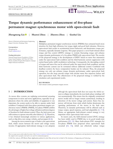 Pdf Torque Dynamic Performance Enhancement Of Five‐phase Permanent Magnet Synchronous Motor
