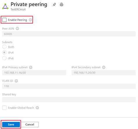 Azure Expressroute Peerings Van Circuits Opnieuw Instellen Met Behulp Van Azure Portal