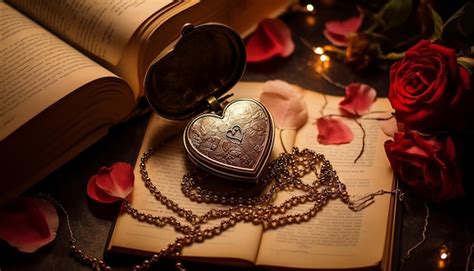 Premium Ai Image Heartshaped Locket With A Photo Inside Lying Atop A Love Letter Generated By