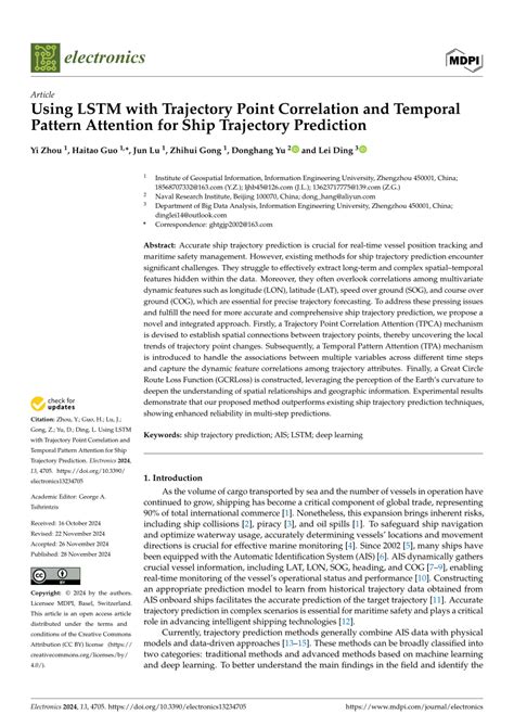 Pdf Using Lstm With Trajectory Point Correlation And Temporal Pattern Attention For Ship
