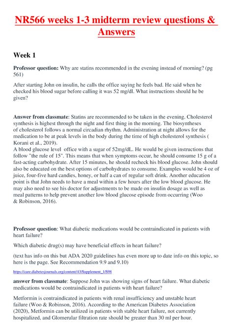 NR566 Weeks 1 3 Midterm Review Questions Answers Browsegrades