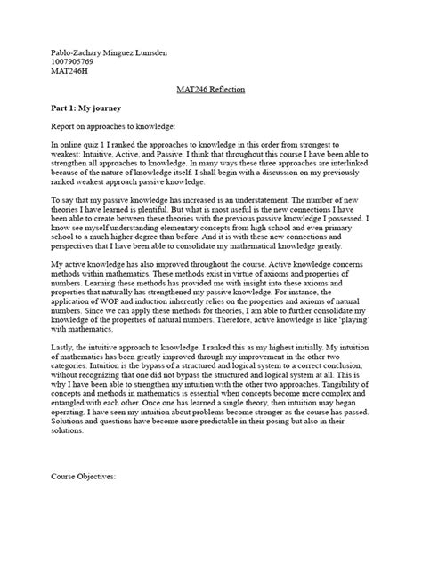 Mat246 Reflection Pdf Numbers Mathematics