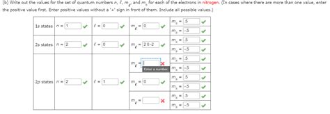 Solved B Write Out The Values For The Set Of Quantum