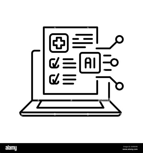 ai generation medical reports black line icon for digital and print