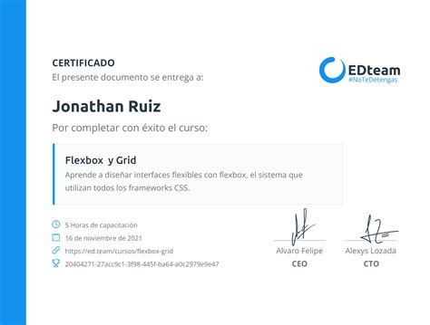 Certificado De Jonathan Ruiz Del Curso Flexbox Y Grid Edteam