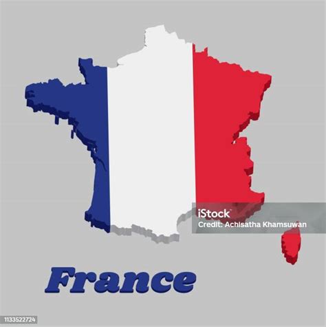 3d 지도 외곽선과 프랑스의 국기 그것은 파란색 흰색과 빨간색의 수직 색입니다 0명에 대한 스톡 벡터 아트 및 기타 이미지 0명 3차원 형태 검은색 Istock