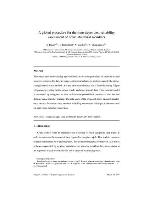 Pdf A Global Procedure For The Time Dependent Reliability Assessment