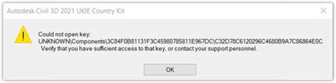 Could Not Open Key Unknown Components When Installing Autodesk Civil D Ukie Country Kit