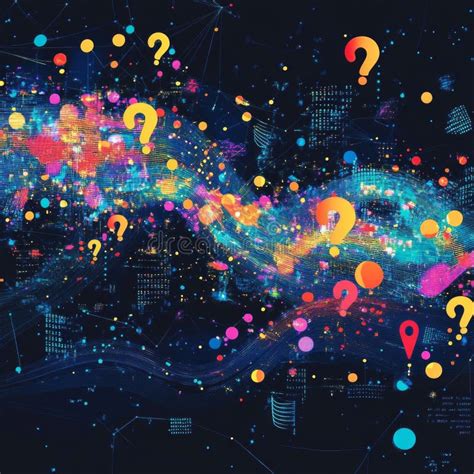Vibrant Abstract Data Flow With Question Marks And Colorful Network