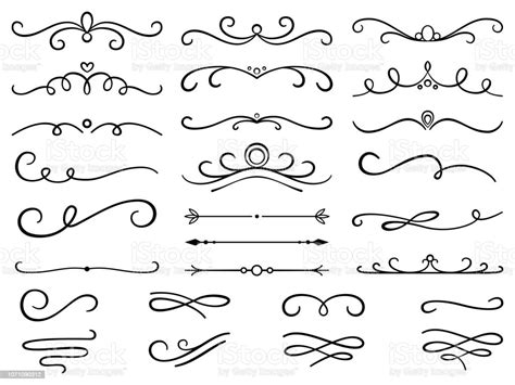 손으로 그린 텍스트 분할기 및 빈티지 요소입니다 소용돌이 초대 및 디자인을 결혼에 대 한 분배자 단순함에 대한 스톡 벡터 아트 및 기타 이미지 Istock
