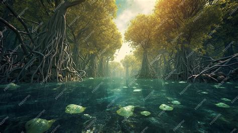 Premium Ai Image Underwater Photograph Of A Mangrove Forest With Flood Generative Ai