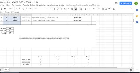 Formato De Excel Para Calcular Edad Y Clasificarlos Por Edad Y Sexo