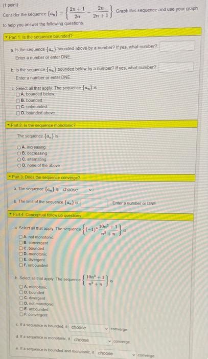 Solved 211 Graph This Sequence And Use Your Graph 1 Point