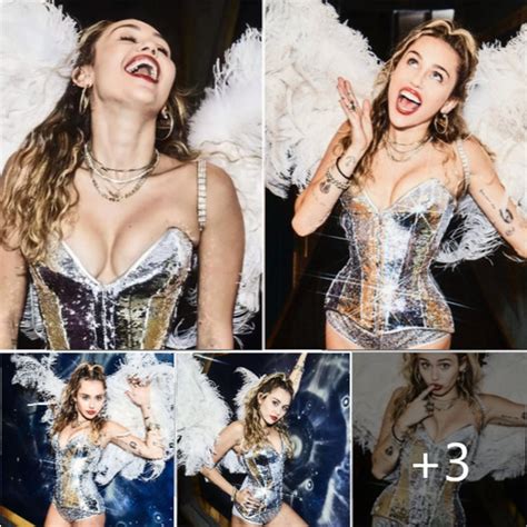 Miley Cyrus Truly Shines In A Silver Metallic Bodysuit And Angel Wings