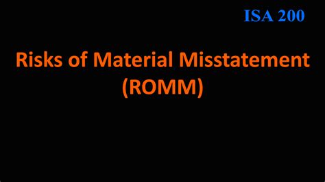 Risks Of Material Misstatement Romm