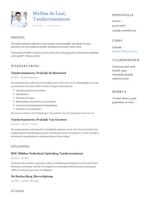 Tandartsassistent Cv Cv Maken And Voorbeelden 2025