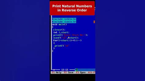 Print Natural Numbers From 1 To N In Reverse Order Using For Loop Part